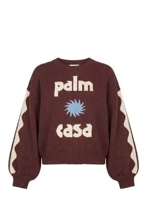 PALM COLLECTIVE Palm Casa Jacquard Knit Sweater - Brown