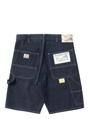 SUGAR CANE JEANS Contrast-stitch Carpenter Shorts - Blue