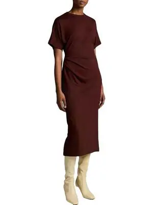 Vince Ruched Midi Dress - Red