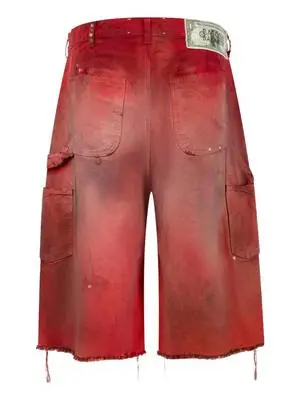 SATOSHI NAKAMOTO Danny's Carpenter Distressed Shorts - Red