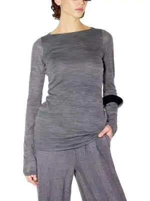 Liviana Conti Long-sleeve Boat-neck T-shirt - Grey