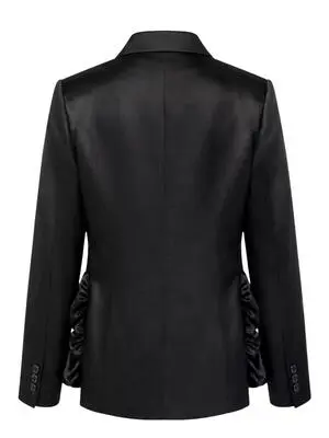 Comme Des Garçons Ruffled Satin Blazer - Black