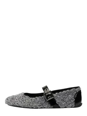 CANDICE COOPER Dafne Brid Teddy Buckle-strap Faux-shearling Ballet Flats - Grey