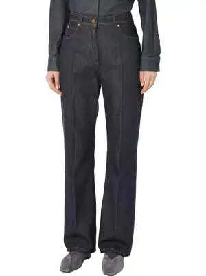 Max Mara Denim-look Cotton Barrel-leg Trousers - Blue