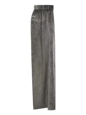 Peserico Corded-velvet Palazzo Trousers - Grey