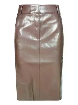 Andamane Faux-leather Pencil Skirt - Brown