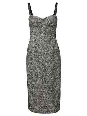 Dolce & Gabbana Wool And Silk-blend Tweed Midi Dress - Black