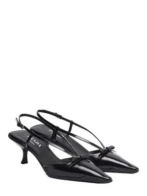 Prada Bow-detail Leather Slingback Pumps - Black
