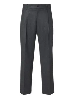Dolce & Gabbana Virgin Wool Flannel Wide-leg Pants - Grey