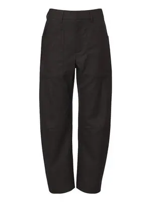 NILI LOTAN Virgin Wool Barrel-leg Trousers - Brown