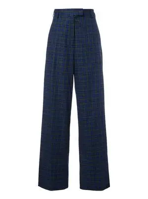 Dries Van Noten Plaid Cotton Flannel Wide-leg Trousers - Multicoloured