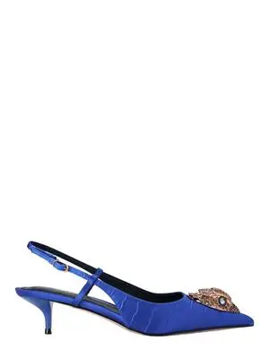 Kurt Geiger Croc Effect Satin Belsize Slingbacks - Blue