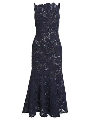 SELF-PORTRAIT Lace Sleeveless Midi Dress - Navy