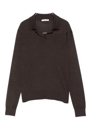 THE ROW Pauli Wool And Silk Polo Sweater - Brown