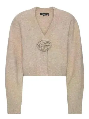 ROTATE BY BIRGER CHRISTENSEN Knit Flower Cardigan - Neutrals