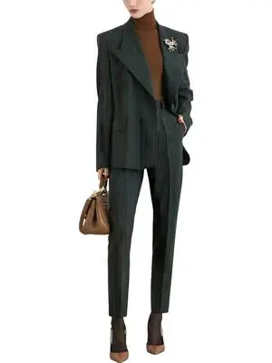 Dolce & Gabbana Linda Single-breasted Jacket In Pinstripe Wool - Grey