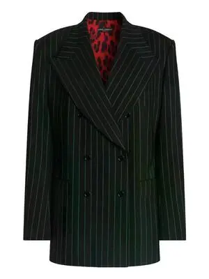 Dolce & Gabbana Pinstripe Wool Double-breasted Jacket - Black