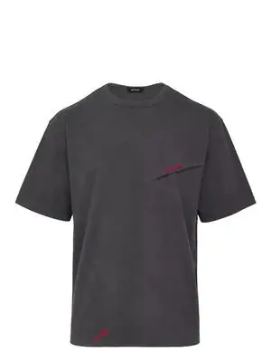 We11Done Logo-print Slash-detail T-shirt - Grey