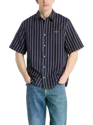 Guess Vertical-stripe Short-sleeve Shirt - Blue