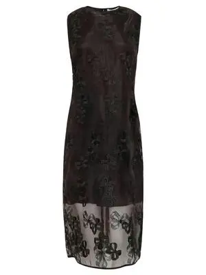 Cecilie Bahnsen Devin Organza Midi Dress - Brown