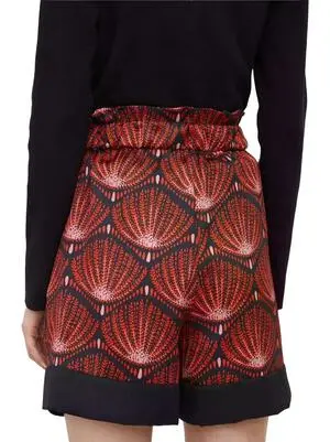 Sisley Patterned Ruffled Shorts - Red