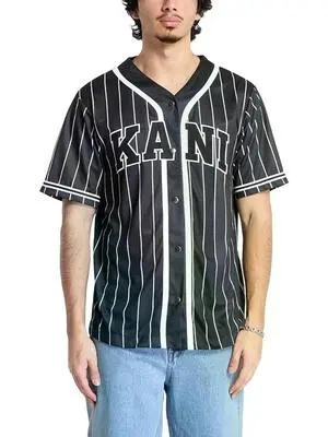 KARL KANI Pinstripe Logo Shirt - Black