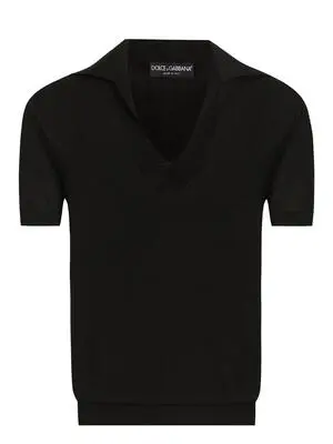 Dolce & Gabbana Cashmere Polo Pullover Sweater - Black