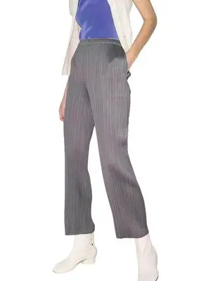 Issey Miyake Plissé Cropped Trousers - Grey