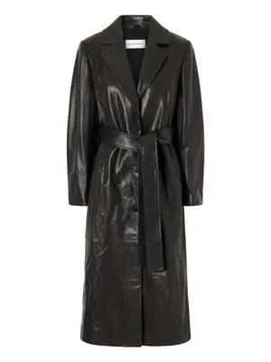 Nour Hammour Camden Belted Leather Coat - Black