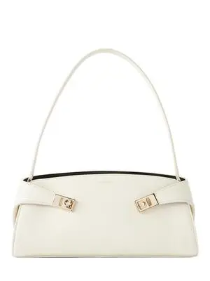 FERRAGAMO Hug Leather Shoulder Bag Neutrals
