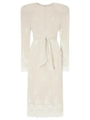 Magda Butrym Lace-trimmed Crepe Midi Dress - Neutrals