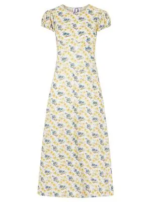 DÔEN Rhodia Floral-print Organic Cotton Midi Dress - Neutrals