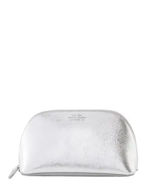 Smythson Metallic Leather Cosmetic Case - Silver