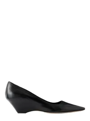 THE ROW Liisa Leather Wedge Pumps - Black