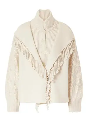 FRAME Fringed Wool Cardigan - Neutrals