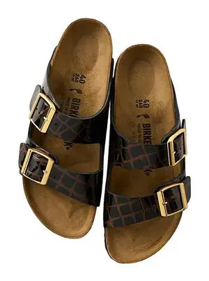 BIRKENSTOCK Arizona Croc-embossed Sandals - Black Croc Emboss