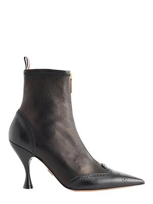 Thom Browne Wingtip Leather Heeled Ankle Boots - Black