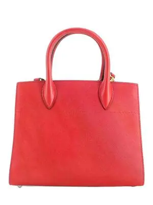 Prada Bibliotheque Saffiano And City Calf Tote Bag - Red