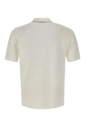 KANGRA Contrast-trim Open-collar Polo Shirt - Neutrals