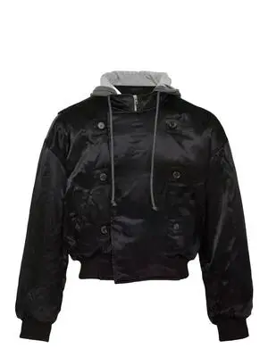 We11Done Double-breasted Hooded Jacket - Black