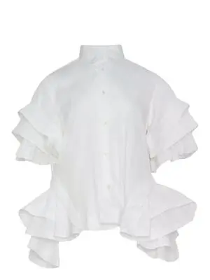 Noir Kei Ninomiya Ruffled Flared Shirt - White
