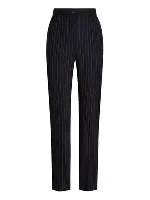Dolce & Gabbana Pinstriped Wool Cigarette Trousers - Black