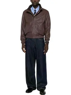 LARDINI Leather Zip-up Jacket - Red