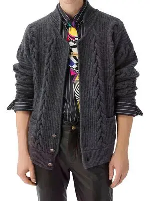 Versace Wool And Cashmere Knit Cardigan - Grey