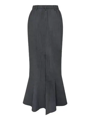 ENFOLD Striped Umbrella-hem Midi Skirt - Grey