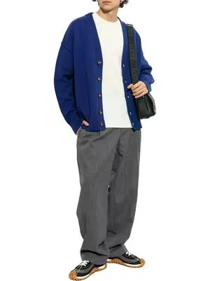 AMI Paris Wool Cardigan With De Coeur - Blue
