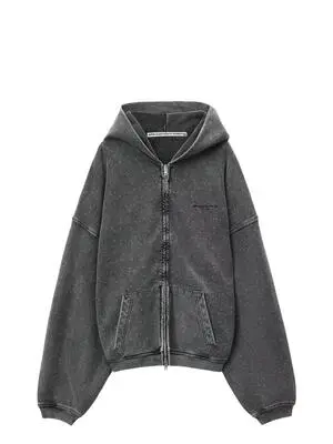 Alexander Wang All-over Crystal Oversized Zip Up Hoodie - Grey