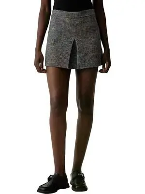 ERMANNO FIRENZE Houndstooth-pattern Pleated Mini Skirt - Grey