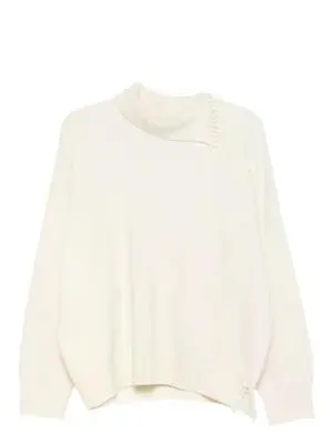 RÓHE Long-sleeve Fringed Sweater - Neutrals