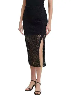 Sisley Lace Slit Skirt - Black